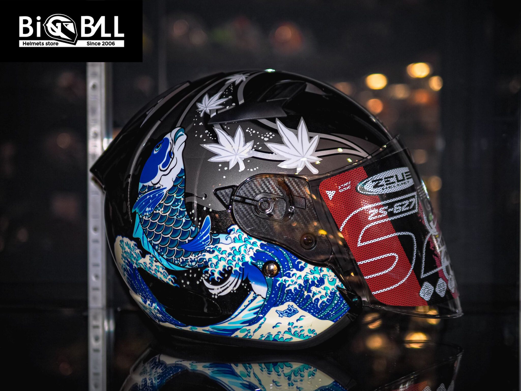 ZEUS ZS-627 NISHIKIGOI METALLIC BLACK/BLUE – Big-Ball Helmets