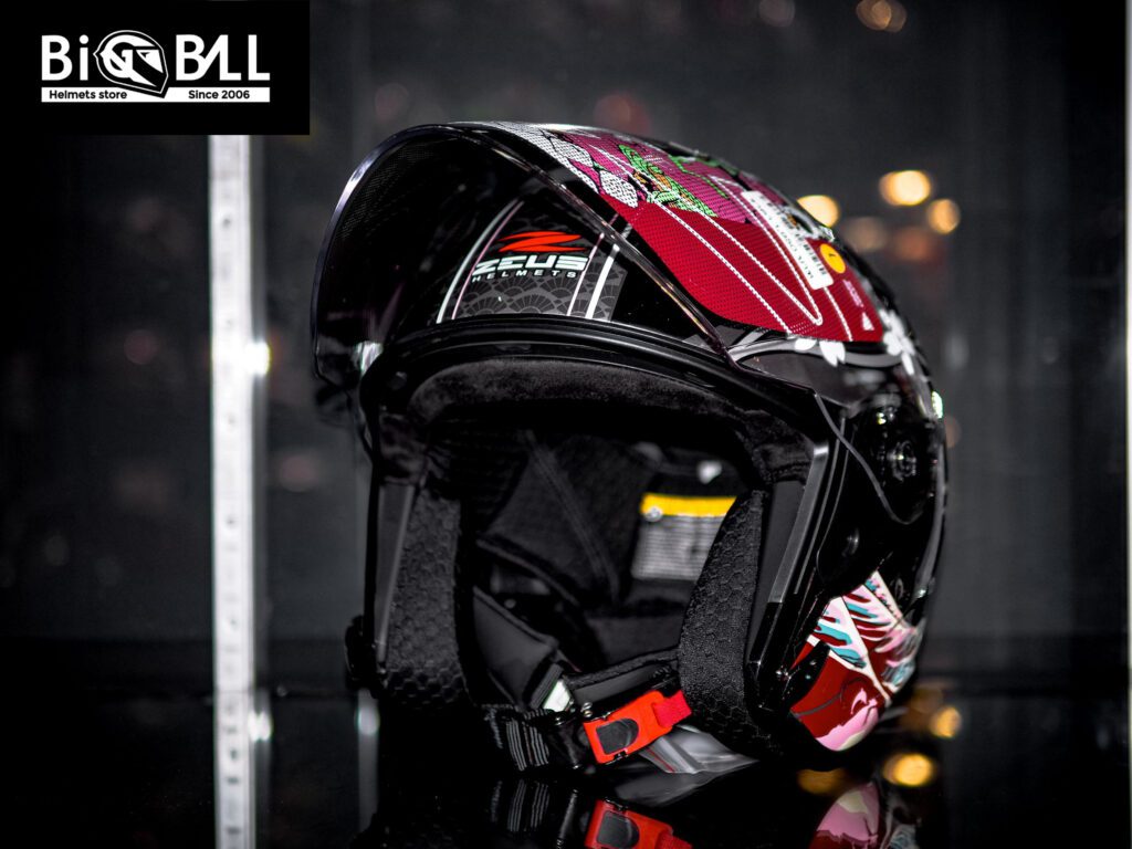 ZEUS ZS-627 NISHIKIGOI METALLIC BLACK/RED – Big-Ball Helmets