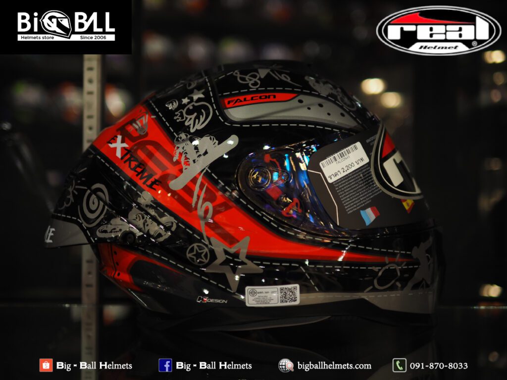 REAL FALCON EXTREME BLACK/RED – Big-Ball Helmets